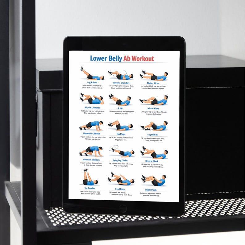 Lower Belly Abs Workout Plan Pdf, Exercise Chart for Adults, Printable ...