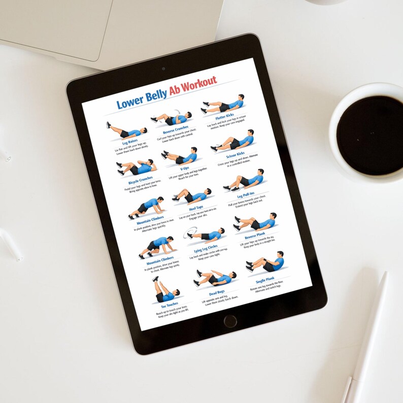 Lower Belly Abs Workout Plan Pdf, Exercise Chart for Adults, Printable ...