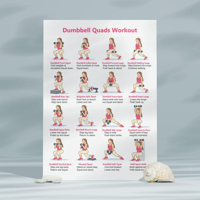 Dumbbell Quads Workout Printable PDF | Quadriceps Exercise Chart ...