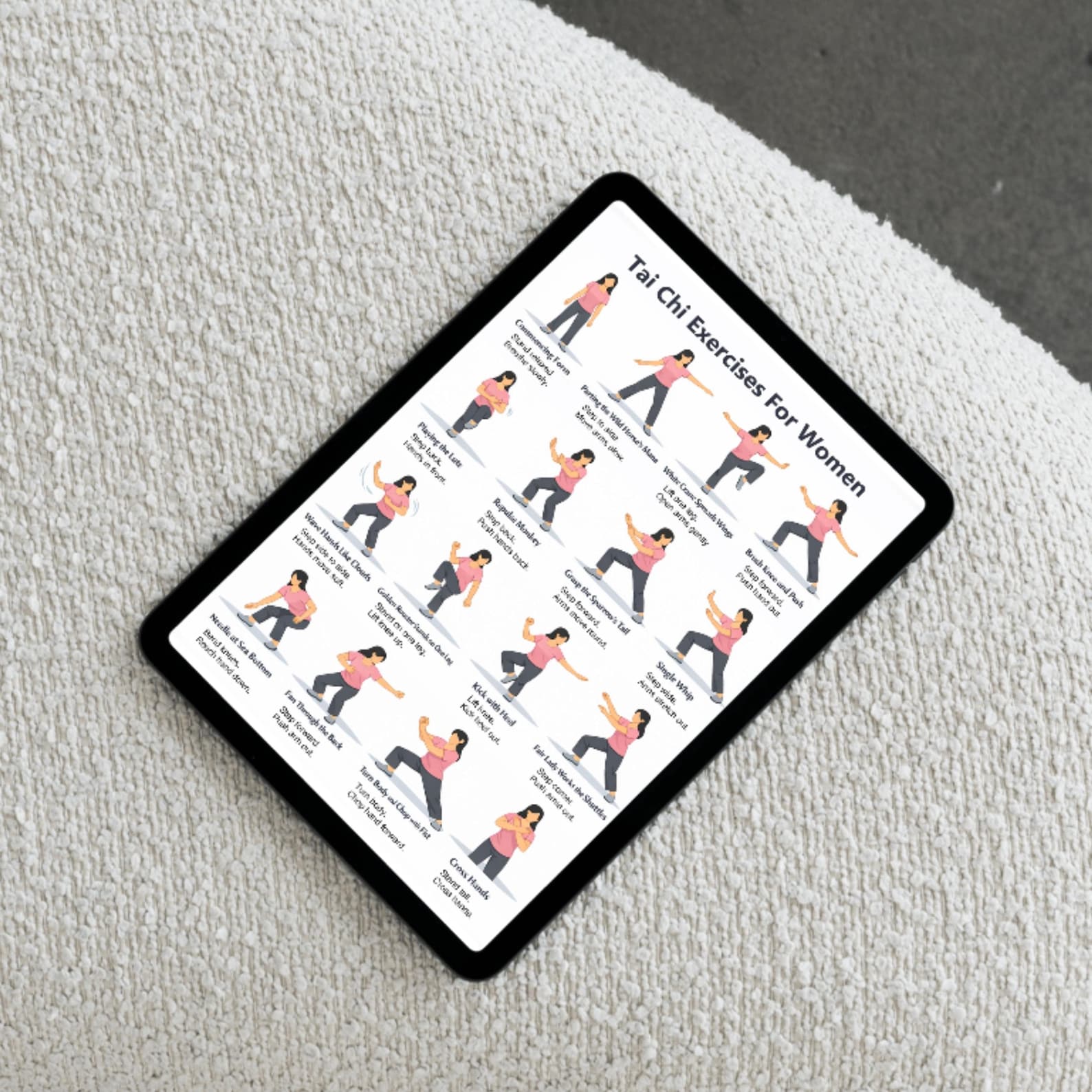 Tai Chi Exercise for Women, Tai Chi Exercise Chart, Printable Exercise ...