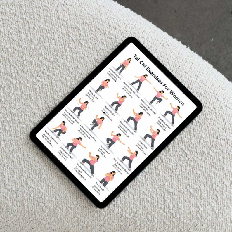 Tai Chi Exercise for Women, Tai Chi Exercise Chart, Printable Exercise ...