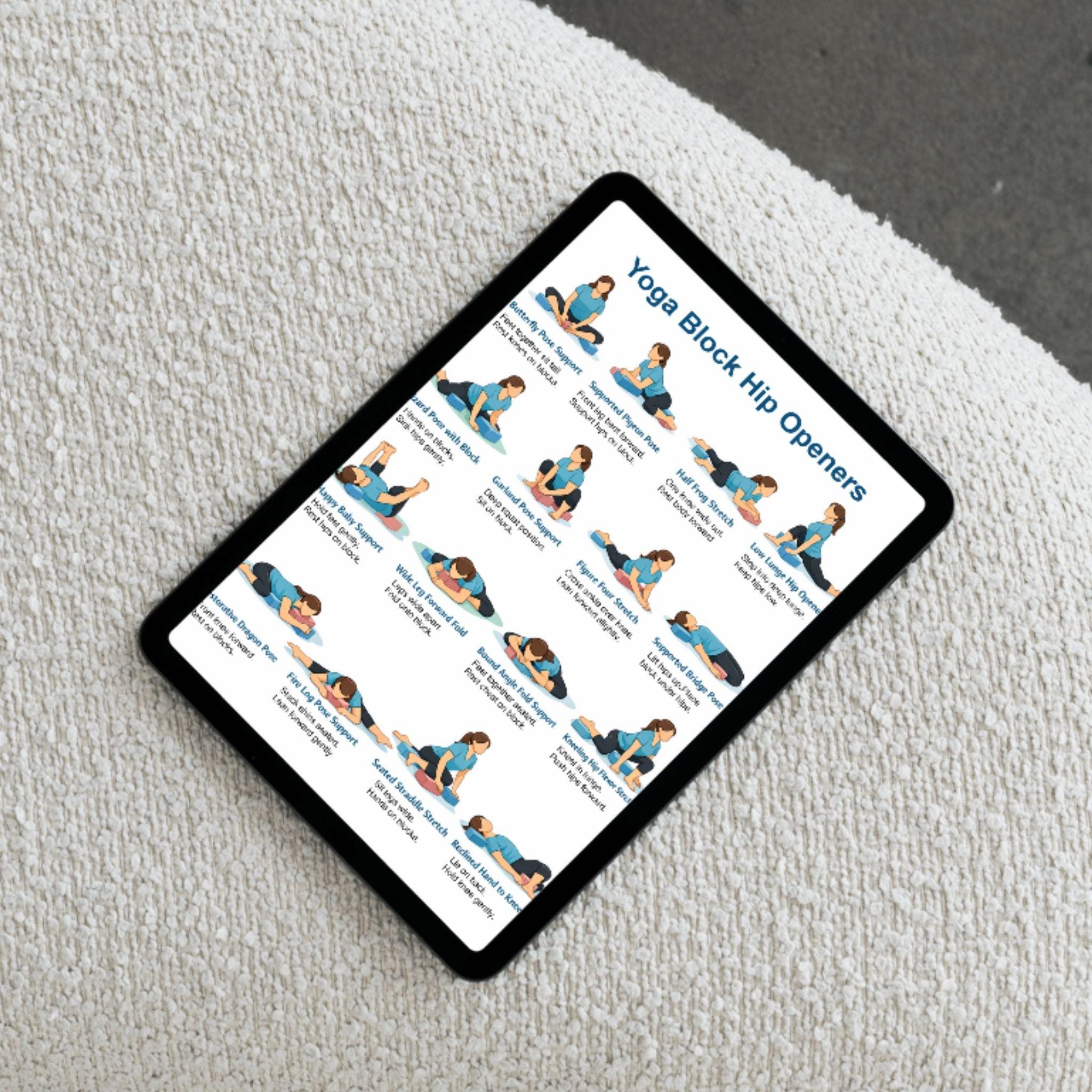 Yoga Block Hip Opener Poster | Yoga Pose Names Chart | Studio Wall Art ...