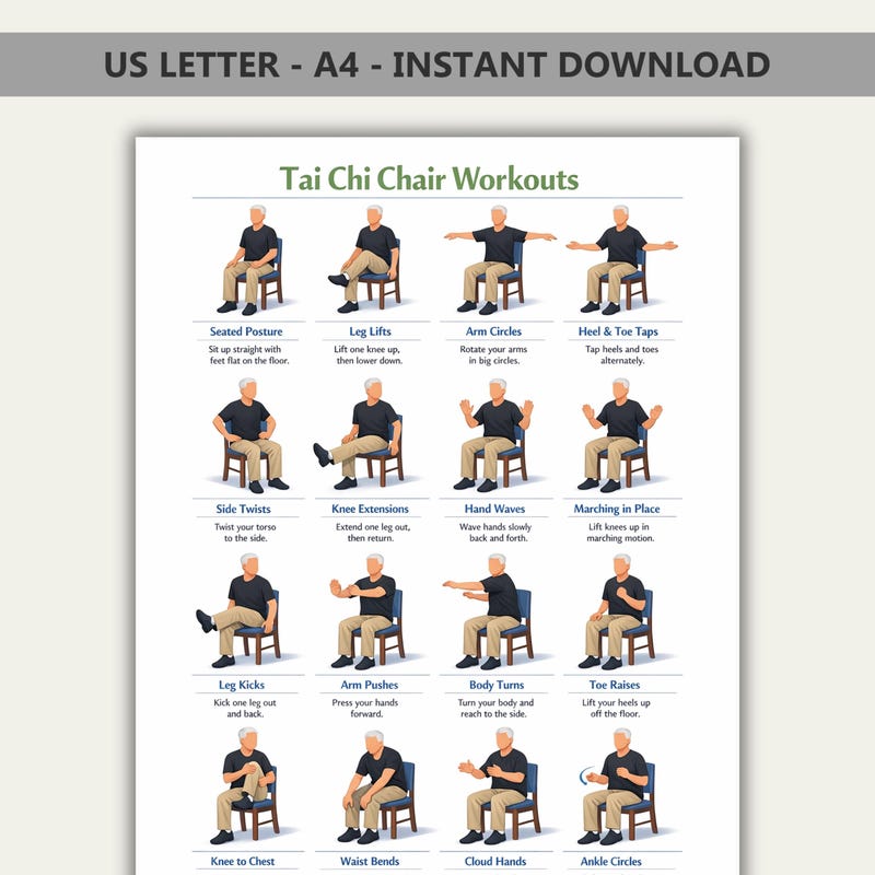 Tai Chi Exercise Workout Poster Etsy