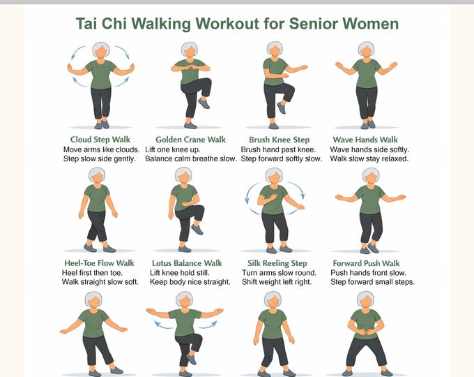 Tai Chi Exercise for Women, Tai Chi Exercise Chart, Printable Exercise ...