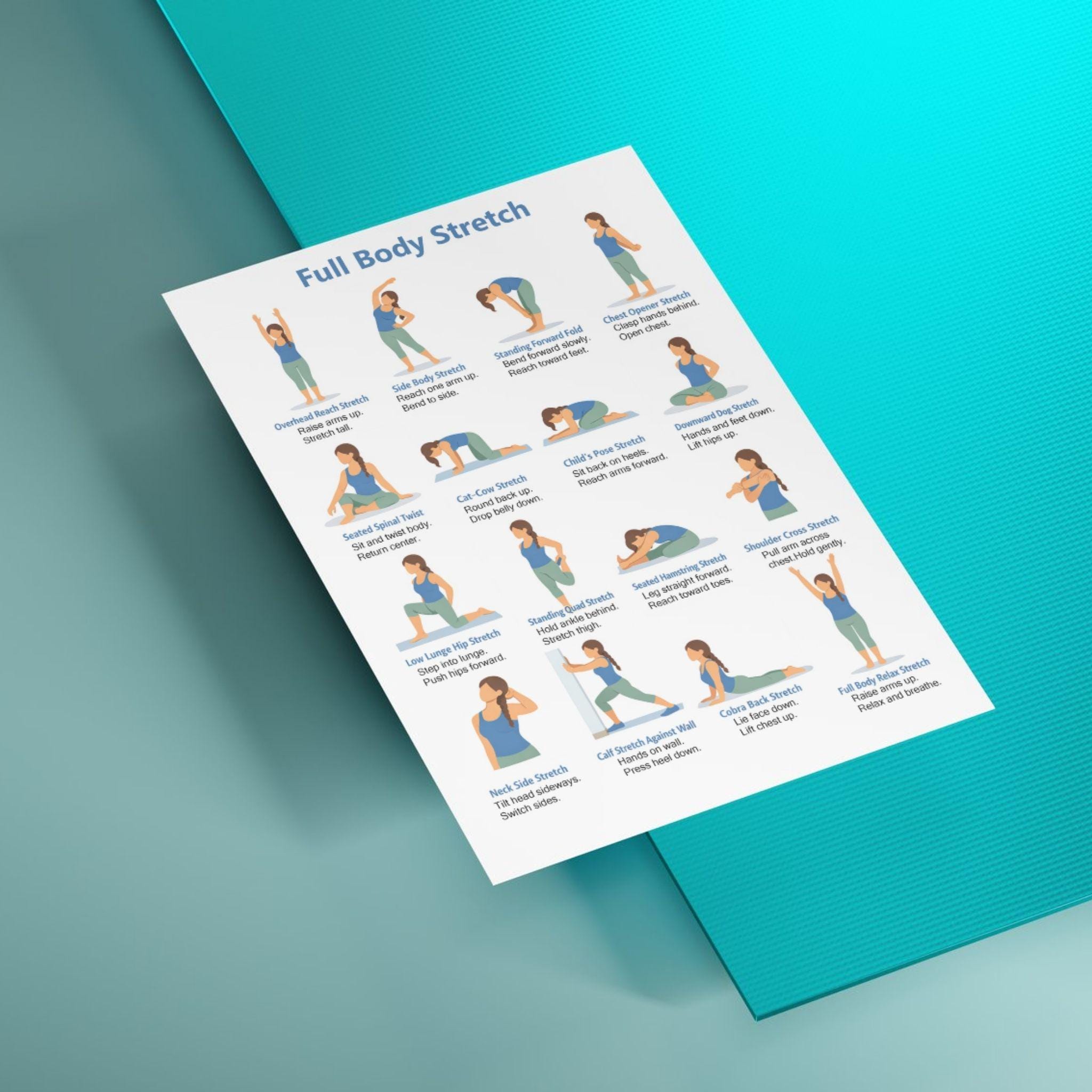 Full Body Stretch Exercises Printable | Beginner Flexibility Workout ...