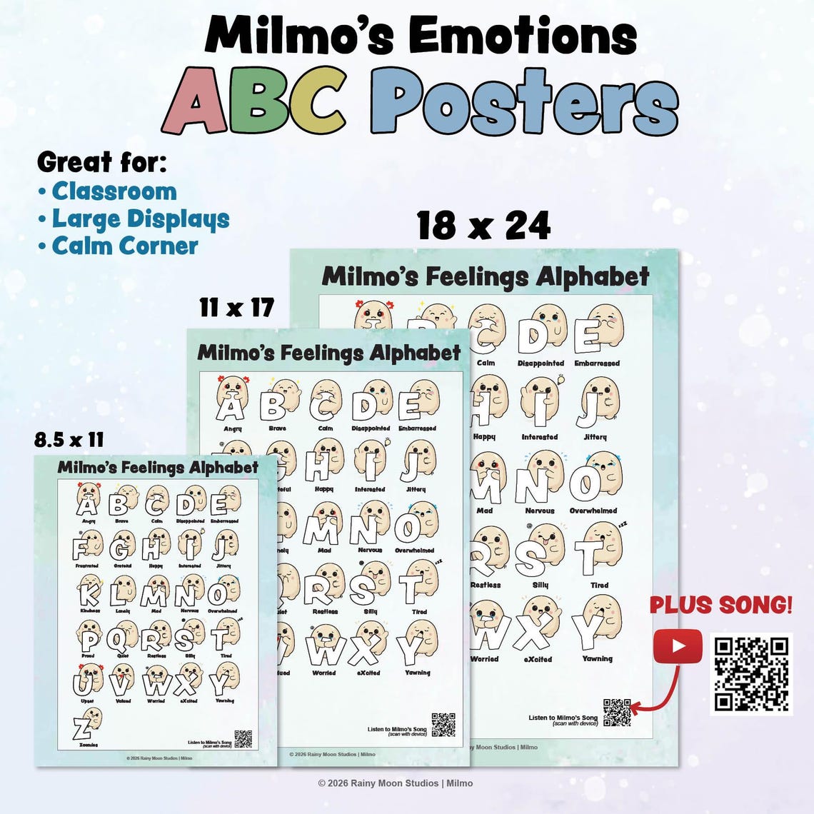 Feelings Alphabet Poster | Kids Emotions Chart, SEL Decor (digital ...