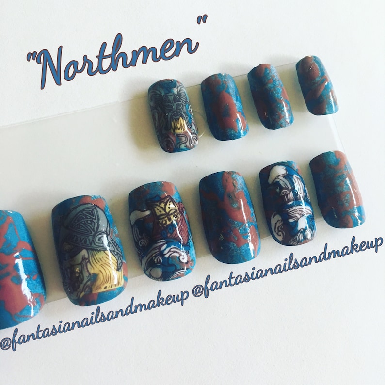 Viking Press on Nails: Splatter Design, Made to Order - Etsy