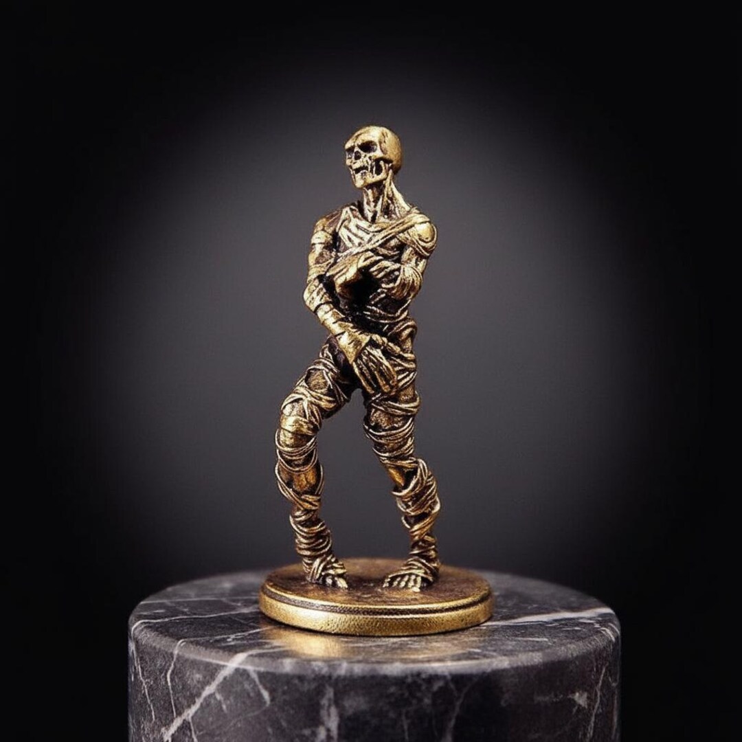 Solid Brass Mummy Figurine Retro Skeleton Statue Spooky Gothic Decor ...