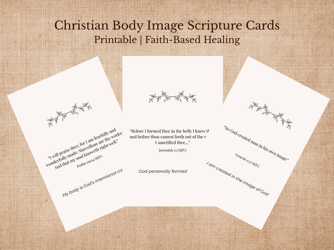 Christian Body Image Scripture Cards-printable Bible Verses for Healing ...