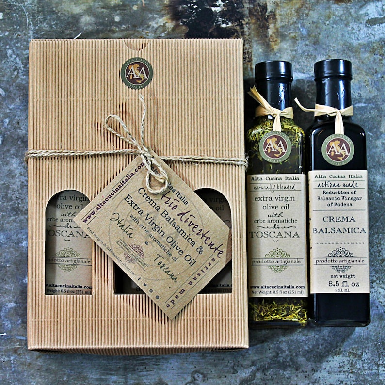 Olive Oil & Balsamic Sampler Kitchen Gift Box - Etsy