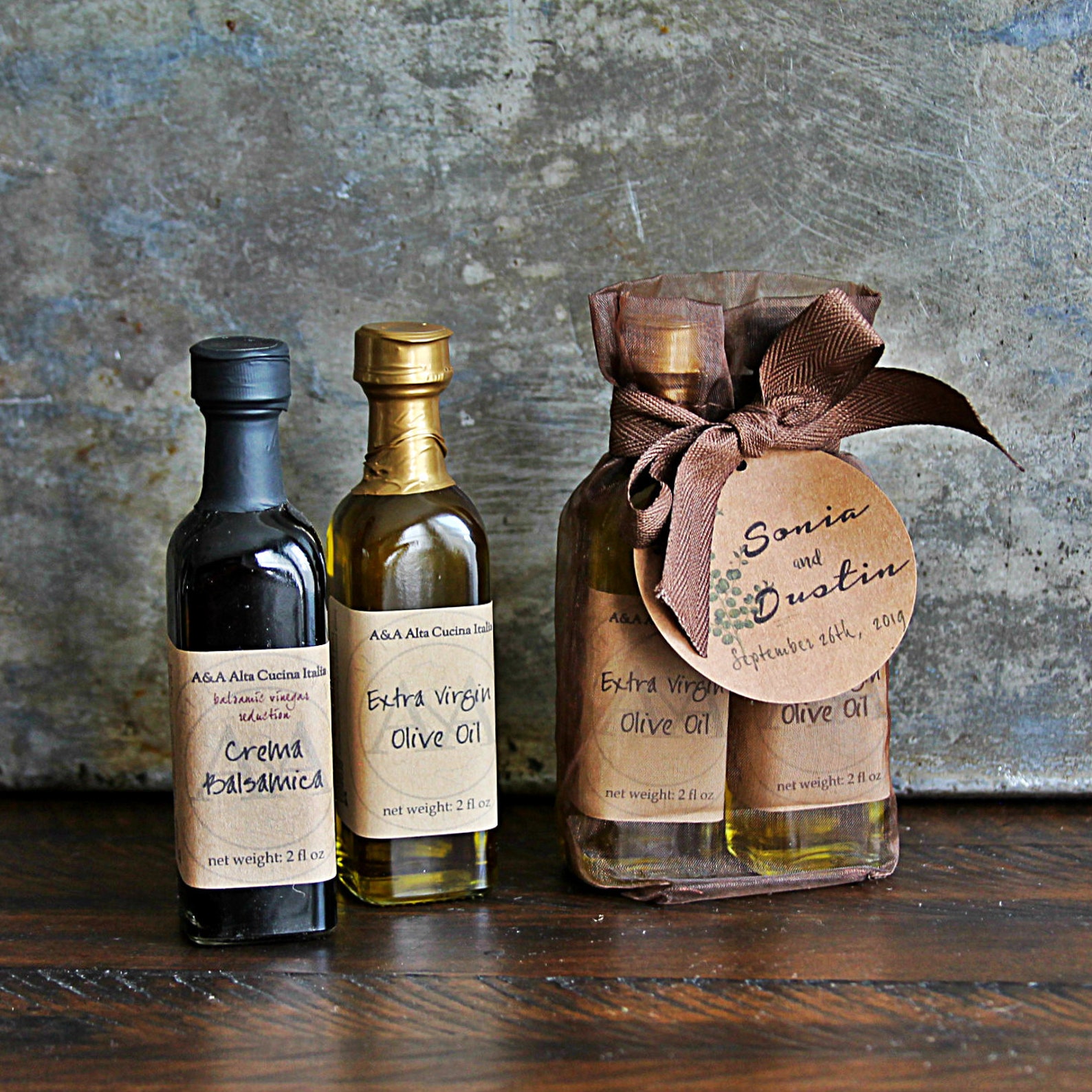 Olive Oil & Balsamic Gift Set in Organza Bag Oil and Vinegar - Etsy
