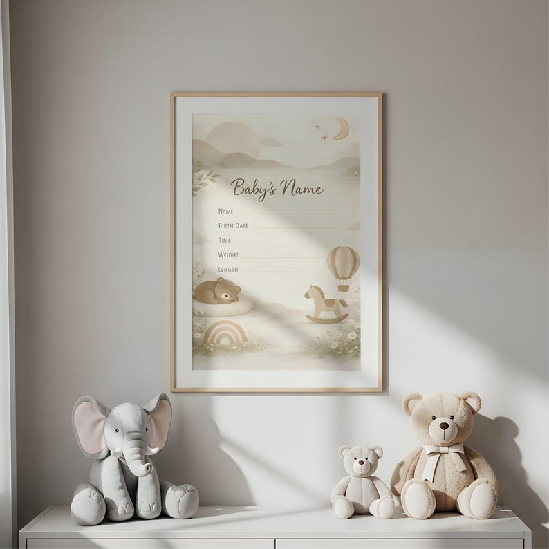 Personalized Baby Birth Stats Print, Nursery Decor (digital Download ...