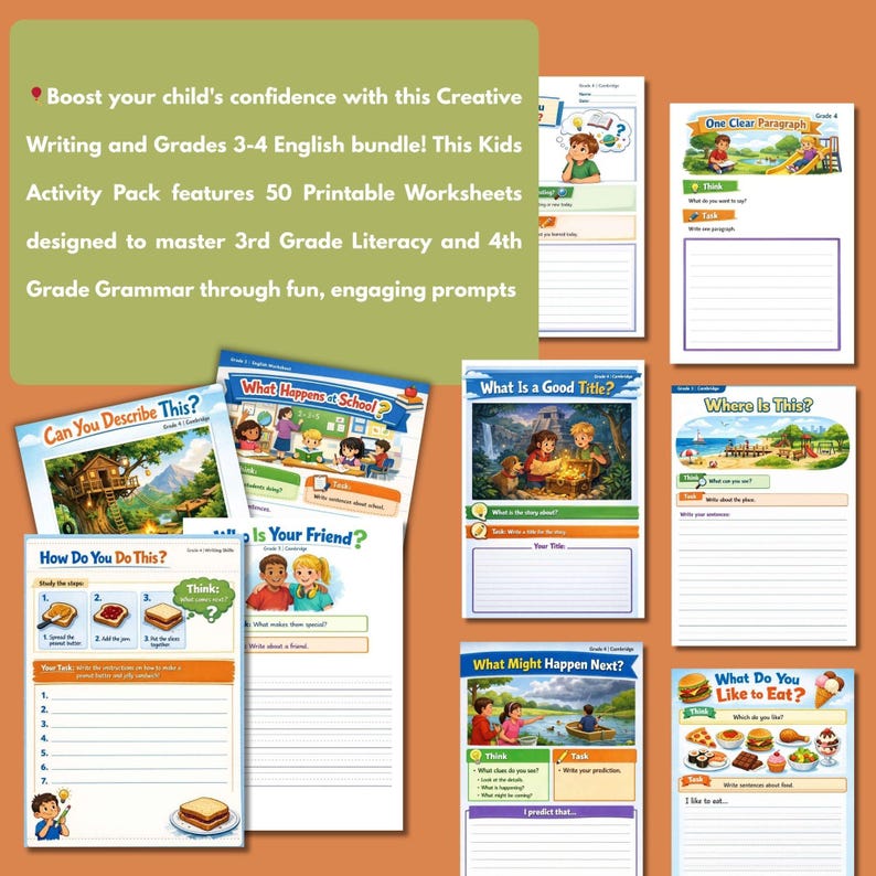 Grades 3-4 Creative Writing Worksheets, Cambridge English, Homeschool ...