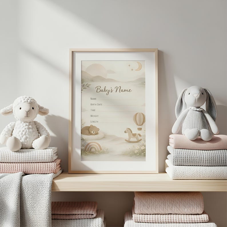 Personalized Baby Birth Stats Print, Nursery Decor (digital Download ...