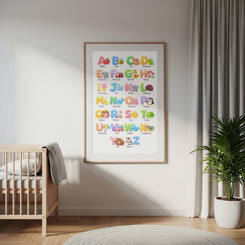 Rainbow Animal Abcs Nursery Print – Kawaii Pastel Alphabet Art (digital ...
