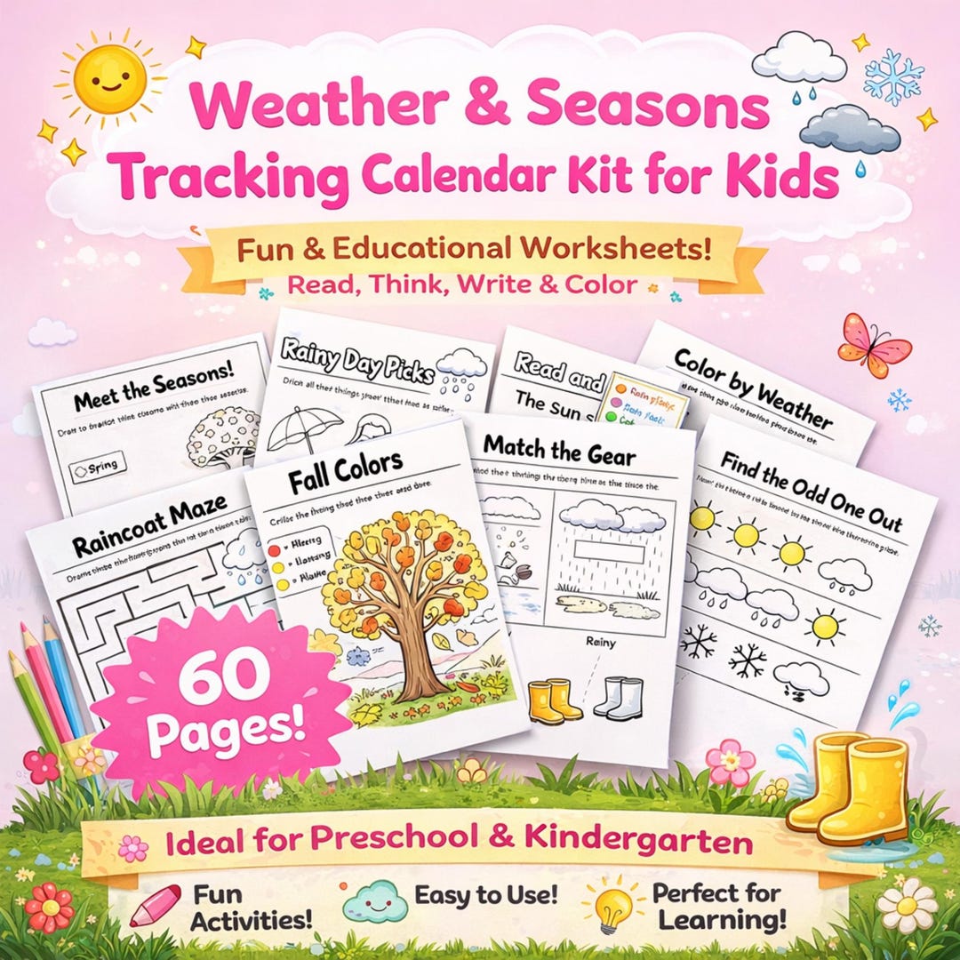 Weather & Seasons Tracking Calendar Kit for Kids | Preschool Weather ...