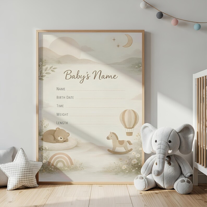 Personalized Baby Birth Stats Print, Nursery Decor (digital Download ...