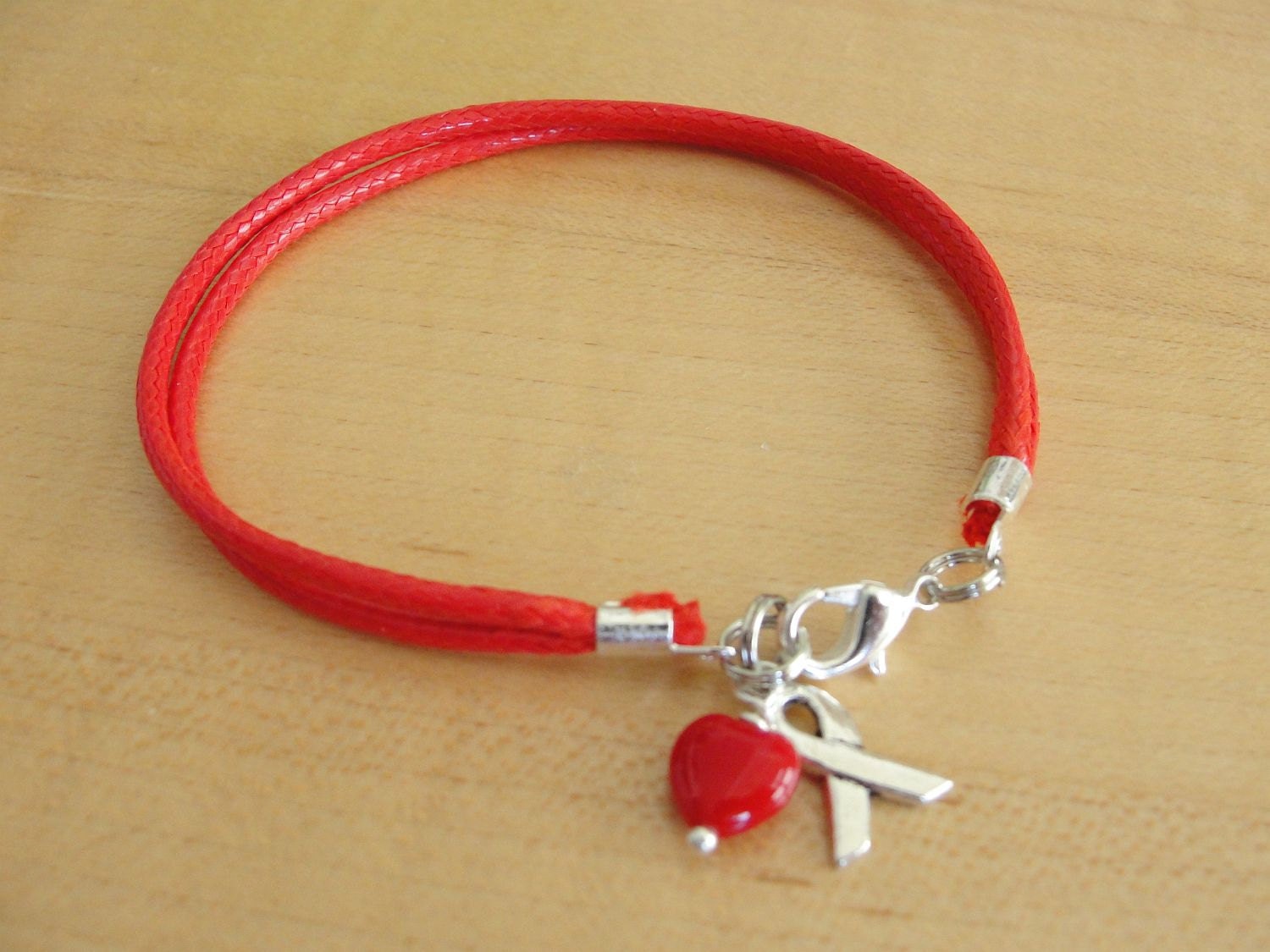 Red Awareness Bracelet Cotton Heart Disease Lymphoma | Etsy