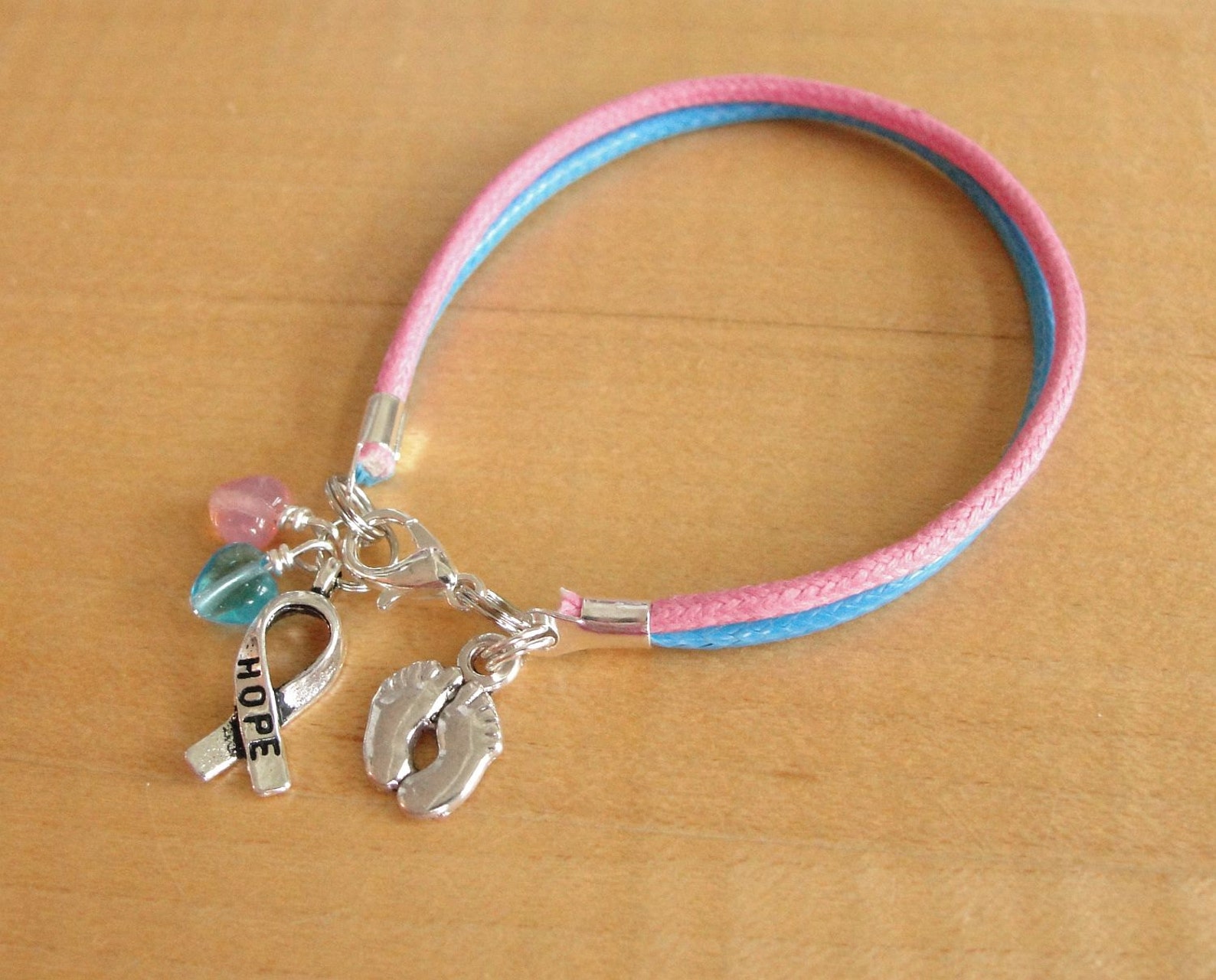 Pink and Blue Awareness Bracelet (cotton) - SIDS, Birth Defects, CDH ...