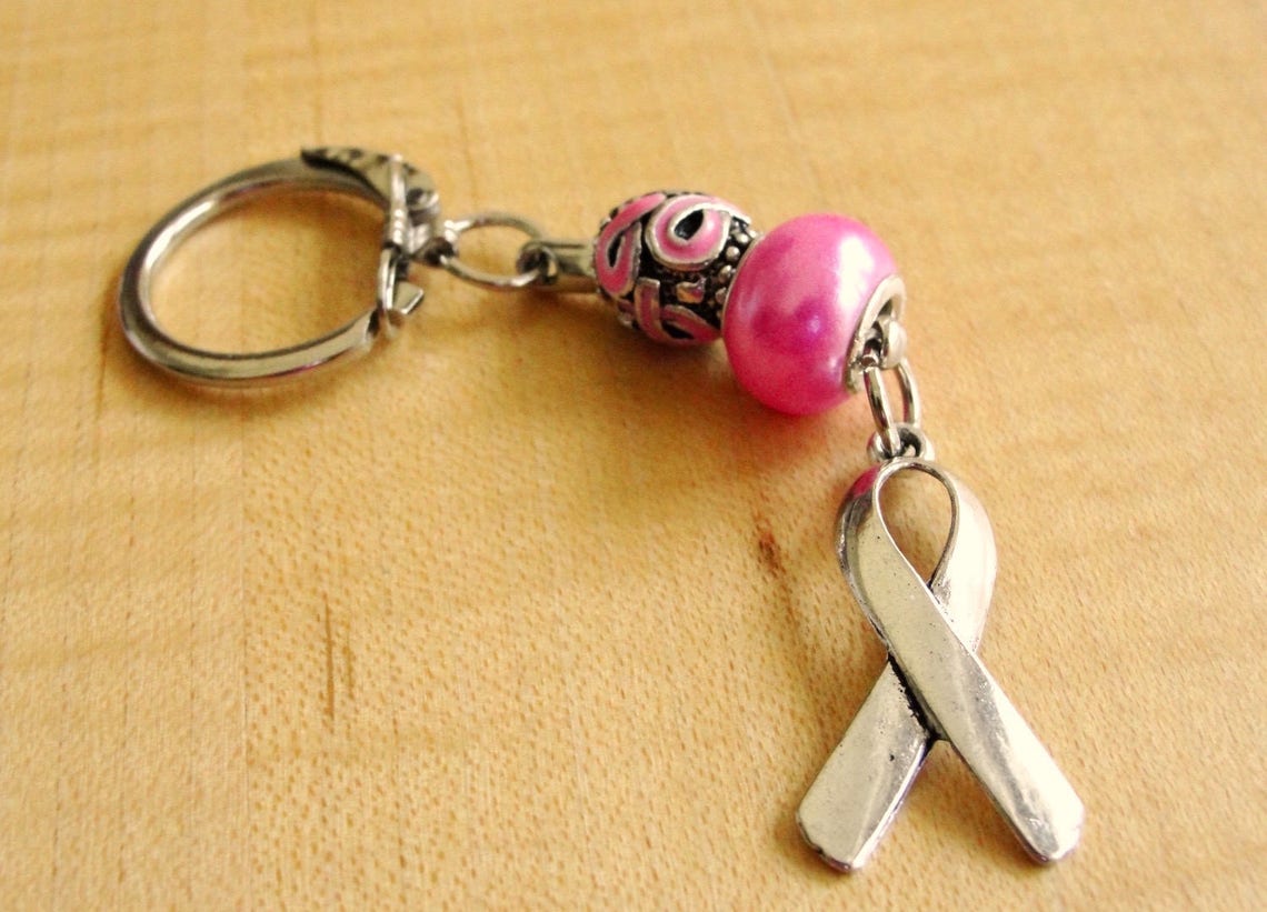 Pink Awareness Keychain - Breast Cancer Awareness Key Ring - Etsy