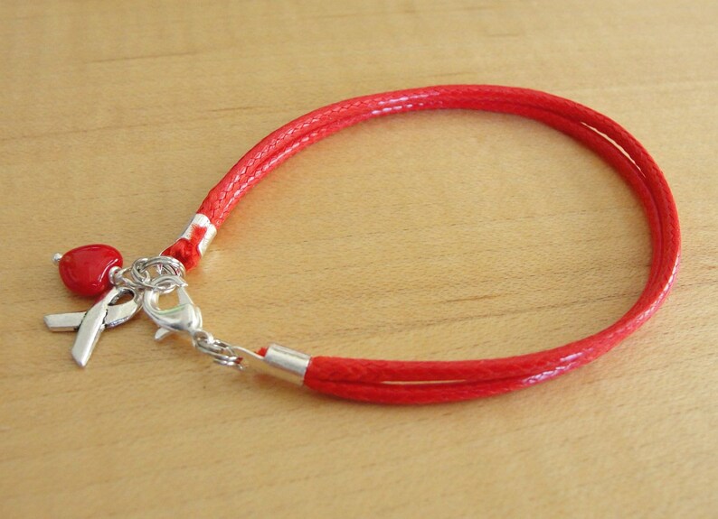 Red Awareness Bracelet Cotton Heart Disease Lymphoma - Etsy