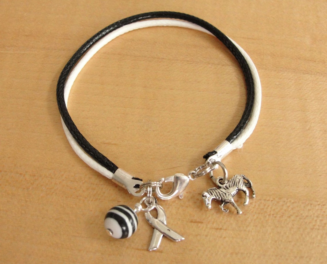 Black and White Awareness Bracelet cotton Carcinoid | Etsy