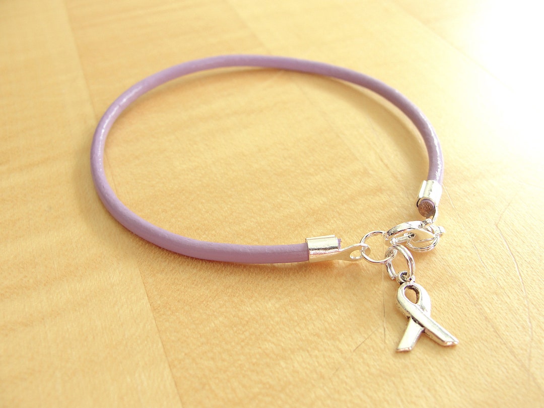 Testicular Cancer Awareness Bracelet - Lavender Leather - Etsy