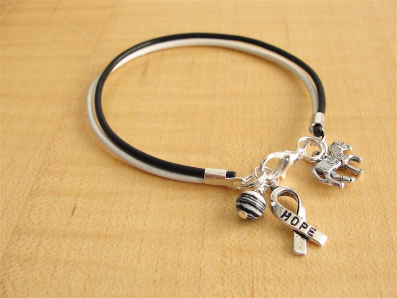 Black and White Awareness Bracelet leather Carcinoid - Etsy