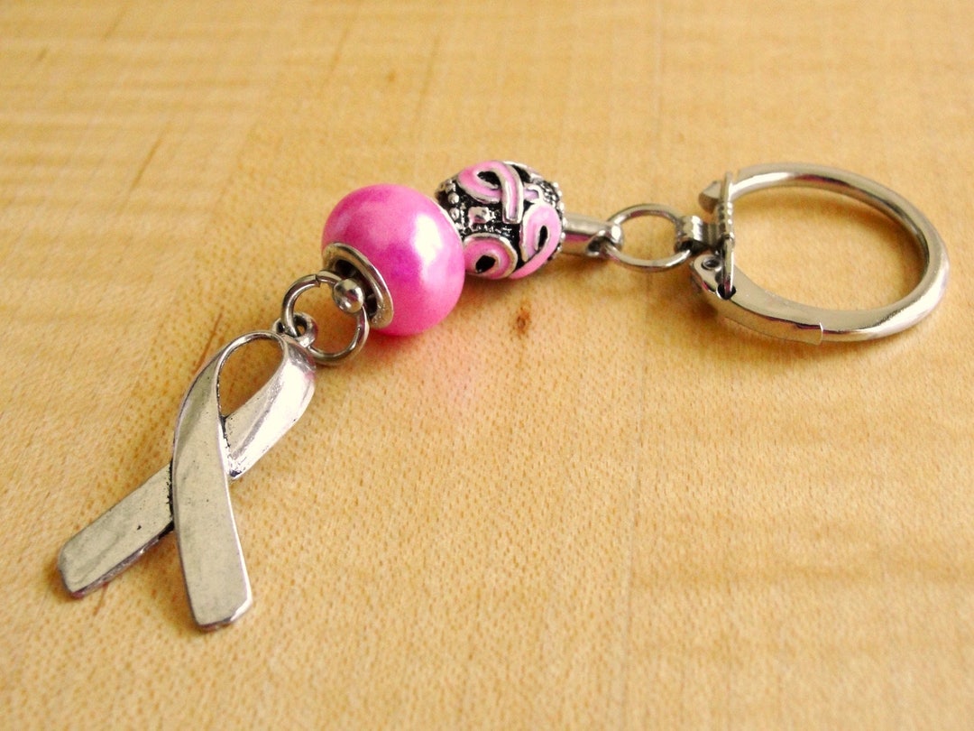 Pink Awareness Keychain - Breast Cancer Awareness Key Ring - Etsy