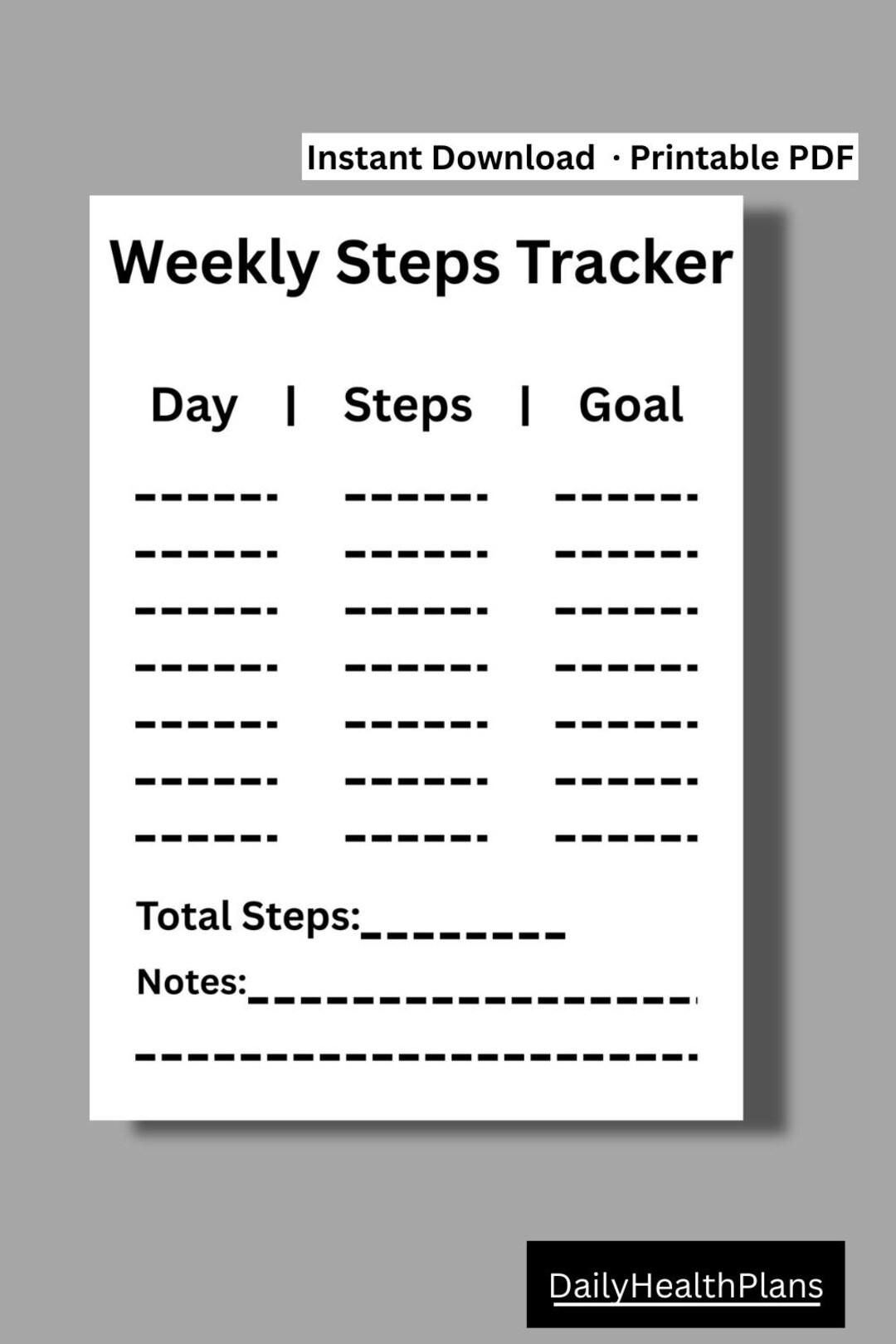 Weekly Steps Tracker Printable | Step Count Tracker | Walking Fitness ...