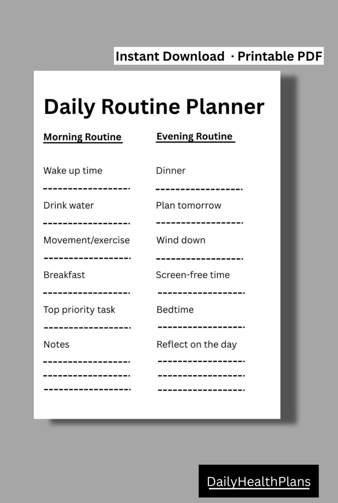 Daily Routine Planner Printable | Morning & Evening Checklist (PDF A4 ...