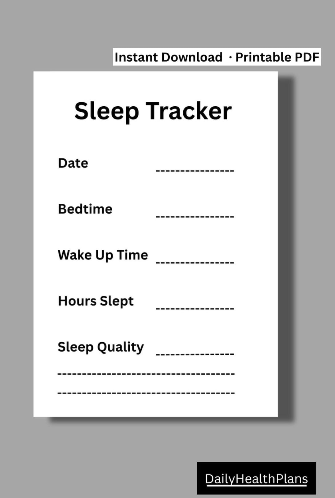 Daily Sleep Tracker Printable | Wellness Habit Log (PDF Download A4 ...