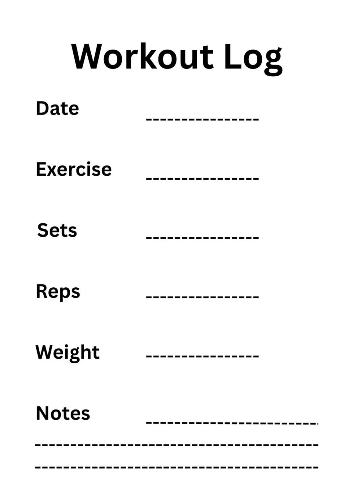 Workout Log Printable | Gym Workout Tracker | Fitness Training Log - Etsy