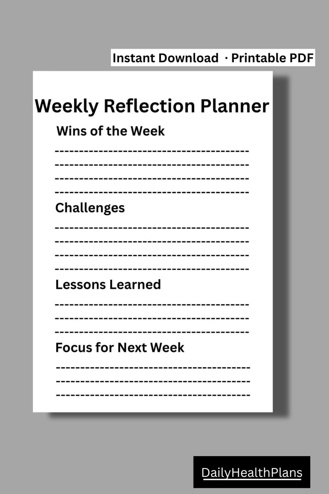 Weekly Reflection Planner Printable | Weekly Review Journal ...