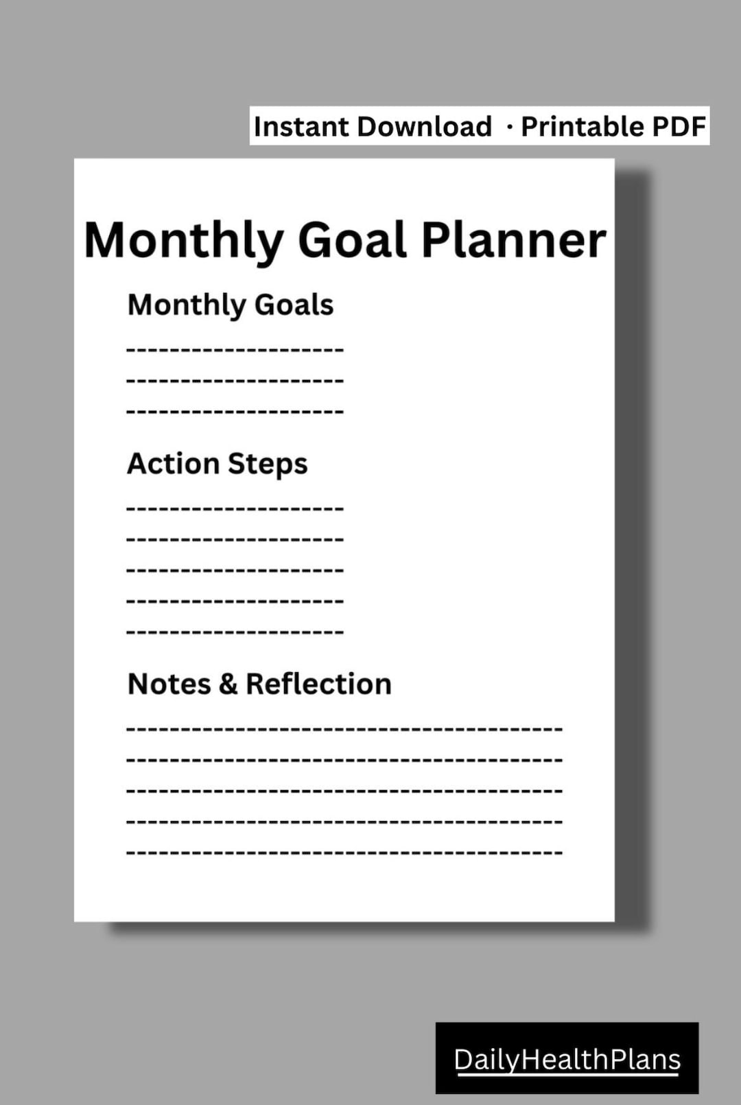 Monthly Goal Planner Printable | A4 Goal Setting (PDF Download) - Etsy