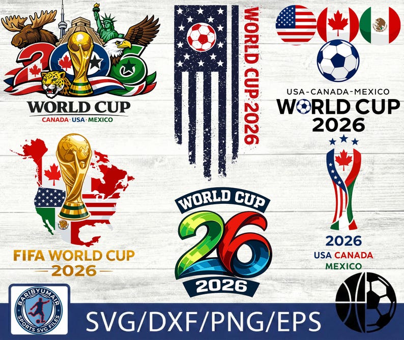 World Cup 2026 SVG Bundle | USA Canada Mexico Soccer Designs PNG ...