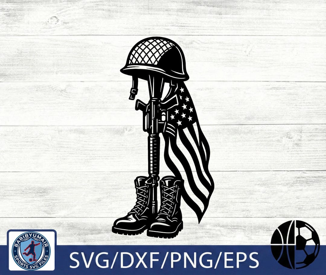 Fallen Soldier SVG | Battlefield Cross With American Flag | Military ...