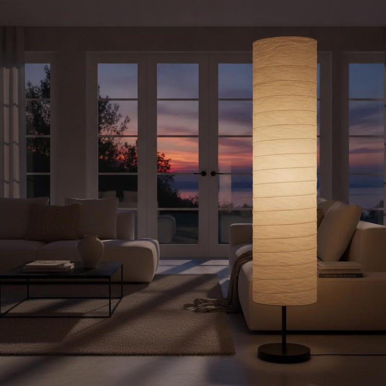 Japanese Floor Lamp - Japandi Rice Paper Standing Lamp for Living Room ...