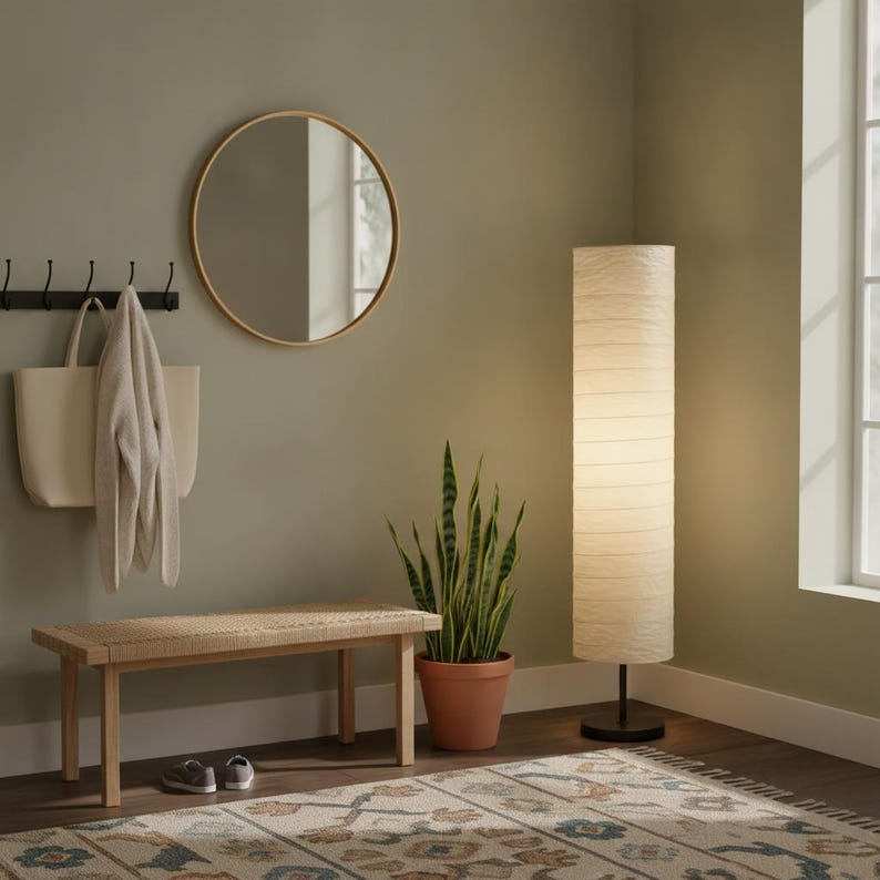 Japanese Floor Lamp - Japandi Rice Paper Standing Lamp for Living Room ...