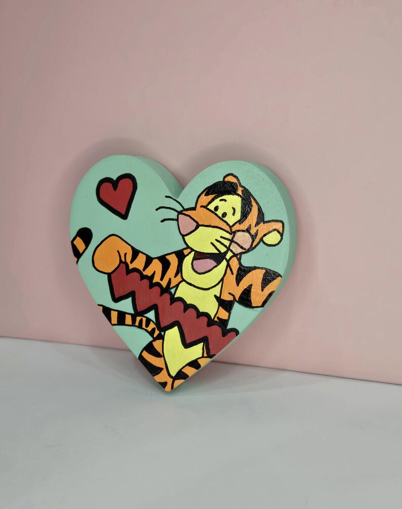 Valentine Tigger Wooden Heart - Etsy