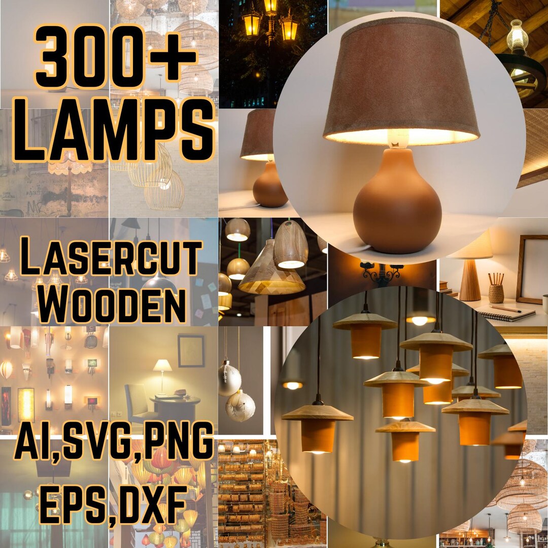 300+ Lamps Laser Cut Bundle | SVG DXF Lamp & Light Designs for CNC ...