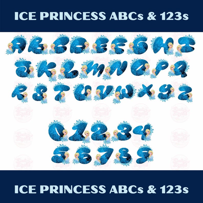 Ice Princess Alphabet Letters and Numbers Digital Download - Etsy