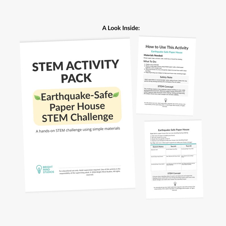 Earthquake-safe Paper House STEM Challenge - Engineering Activity for ...