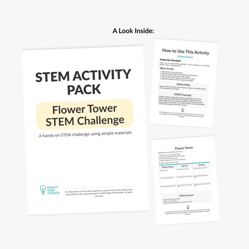 Flower Tower STEM Challenge – Engineering Activity for Kids - Etsy UK