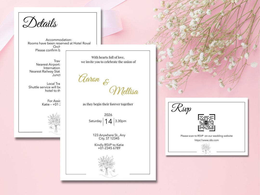 Simple Clean Wedding Invitation – A5 Template - Etsy
