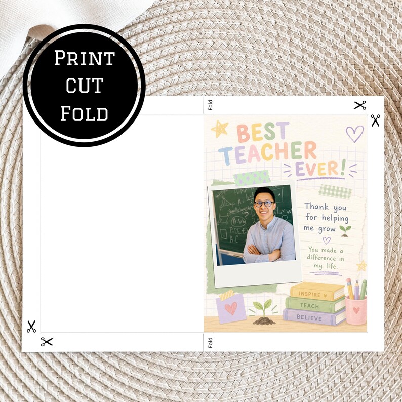 Personalized Teacher Photo Card, Scrapbook Polaroid Style Thank You ...