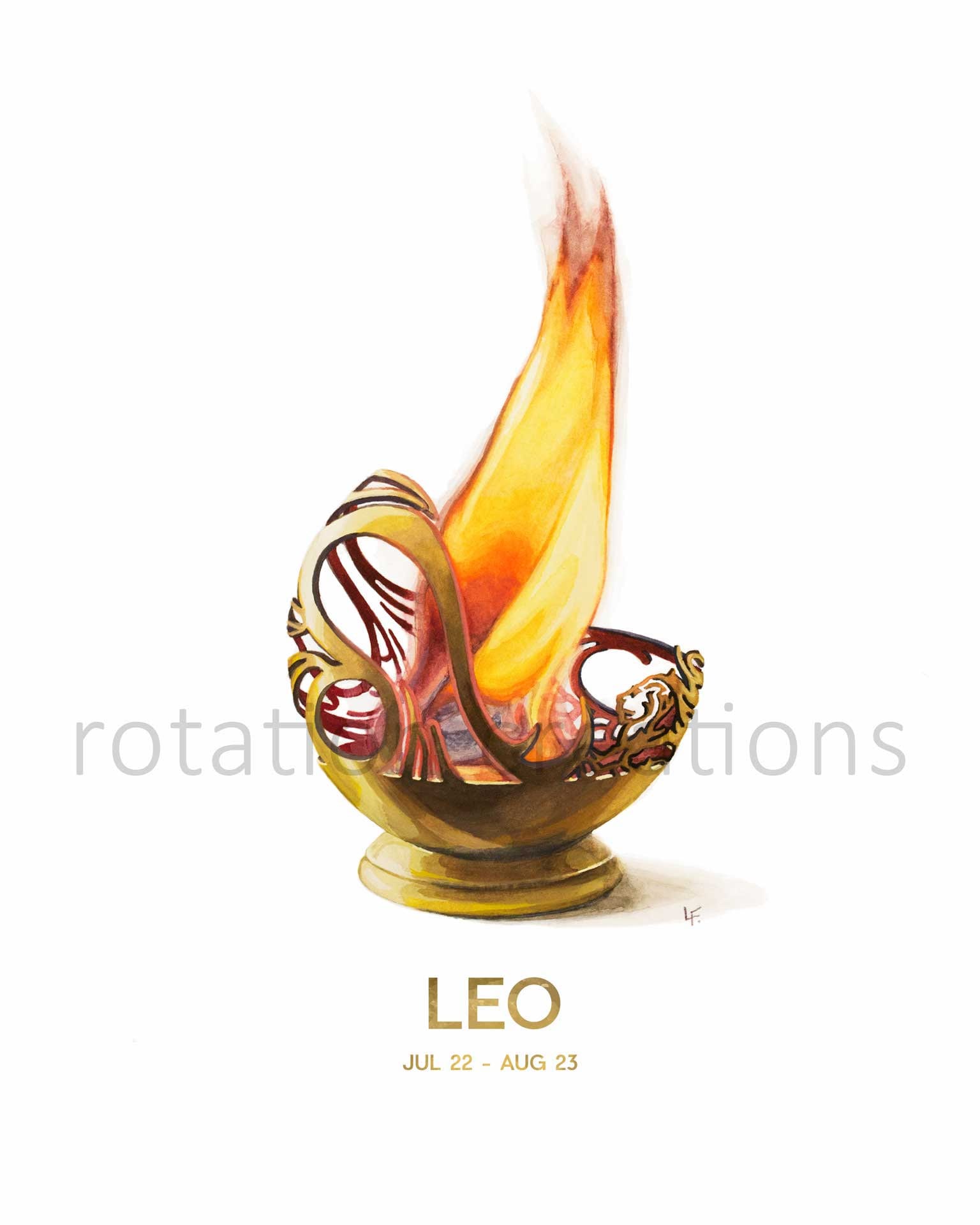 Leo Zodiac Sign, Astrology Art Print From Original Watercolor Painting ...