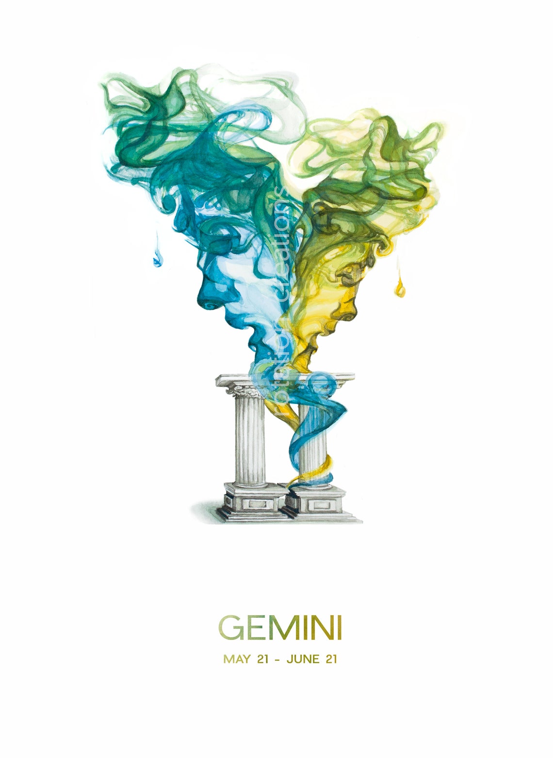 Gemini Zodiac Sign Astrology Art Print From Original - Etsy