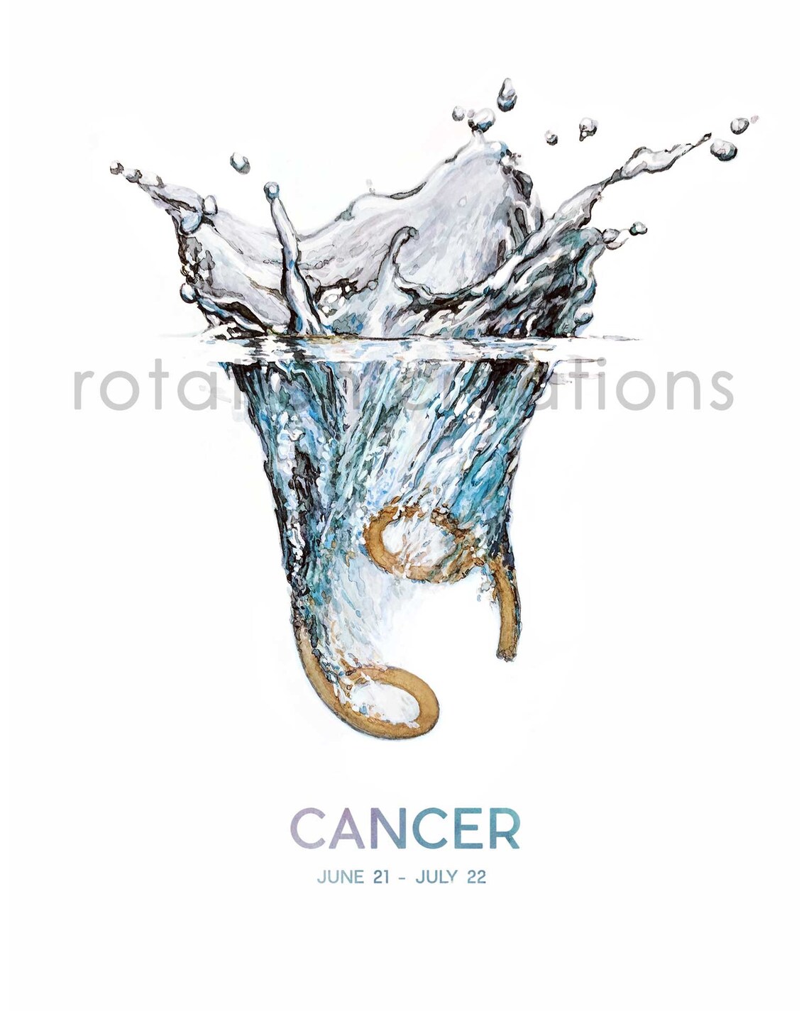 Cancer Zodiac Sign Astrology Art Print From Original - Etsy