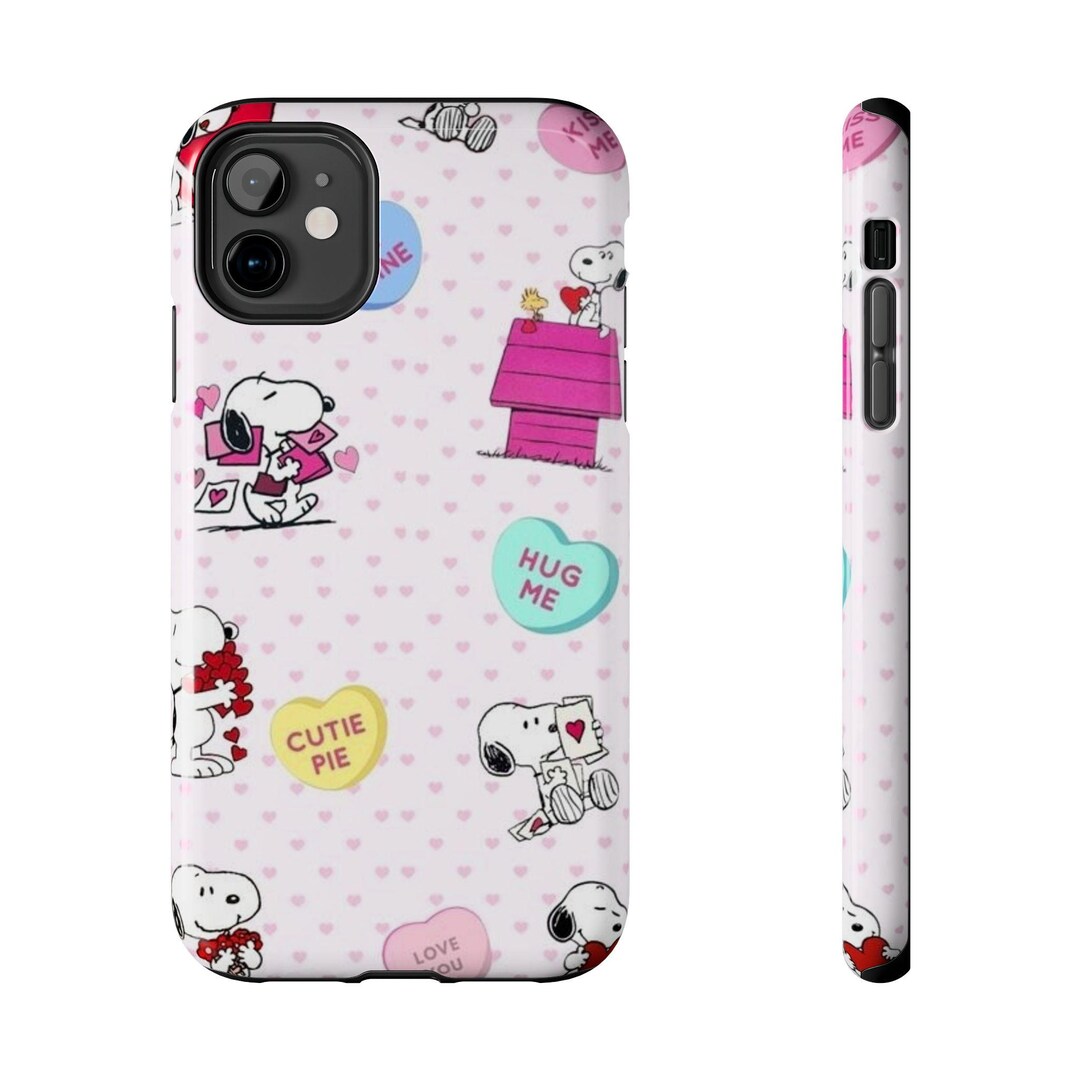Snoopy Valentine Pattern Tough Phone Case | Pink Hearts, Conversation ...